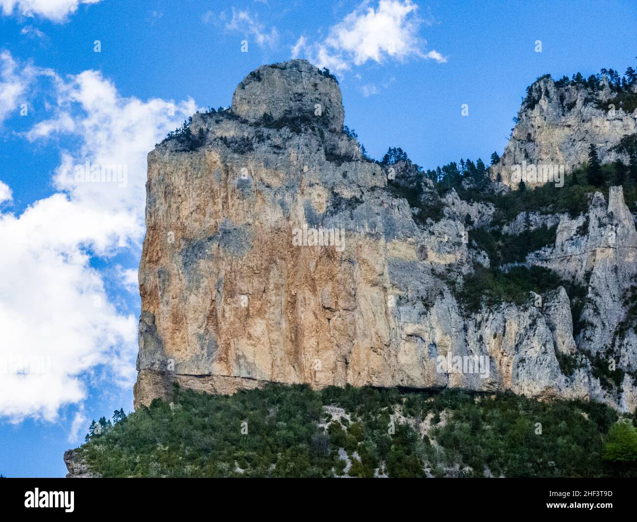 Typical landscape of south of France, Rochecolombe, Drome, Rhone, Alps ...