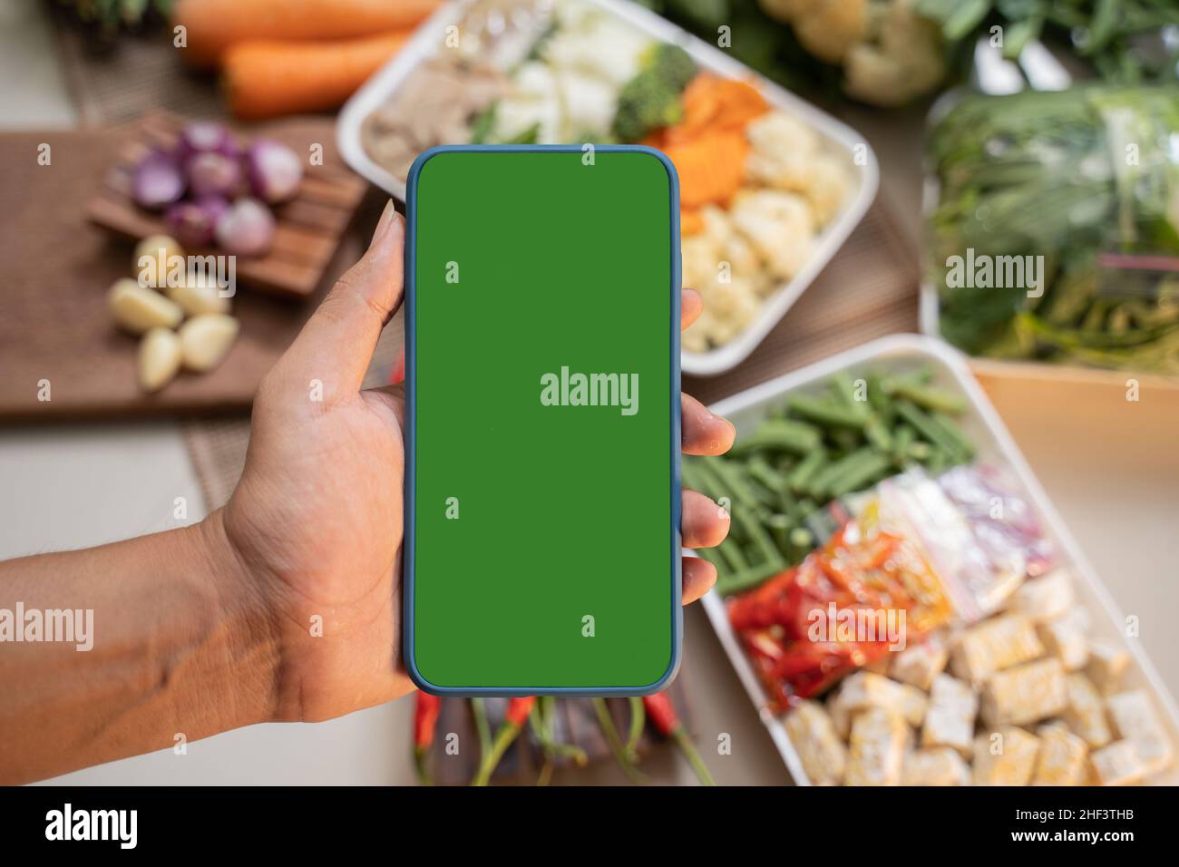 Blank screen of a cell phone with fresh vegetables Stock Photo - Alamy
