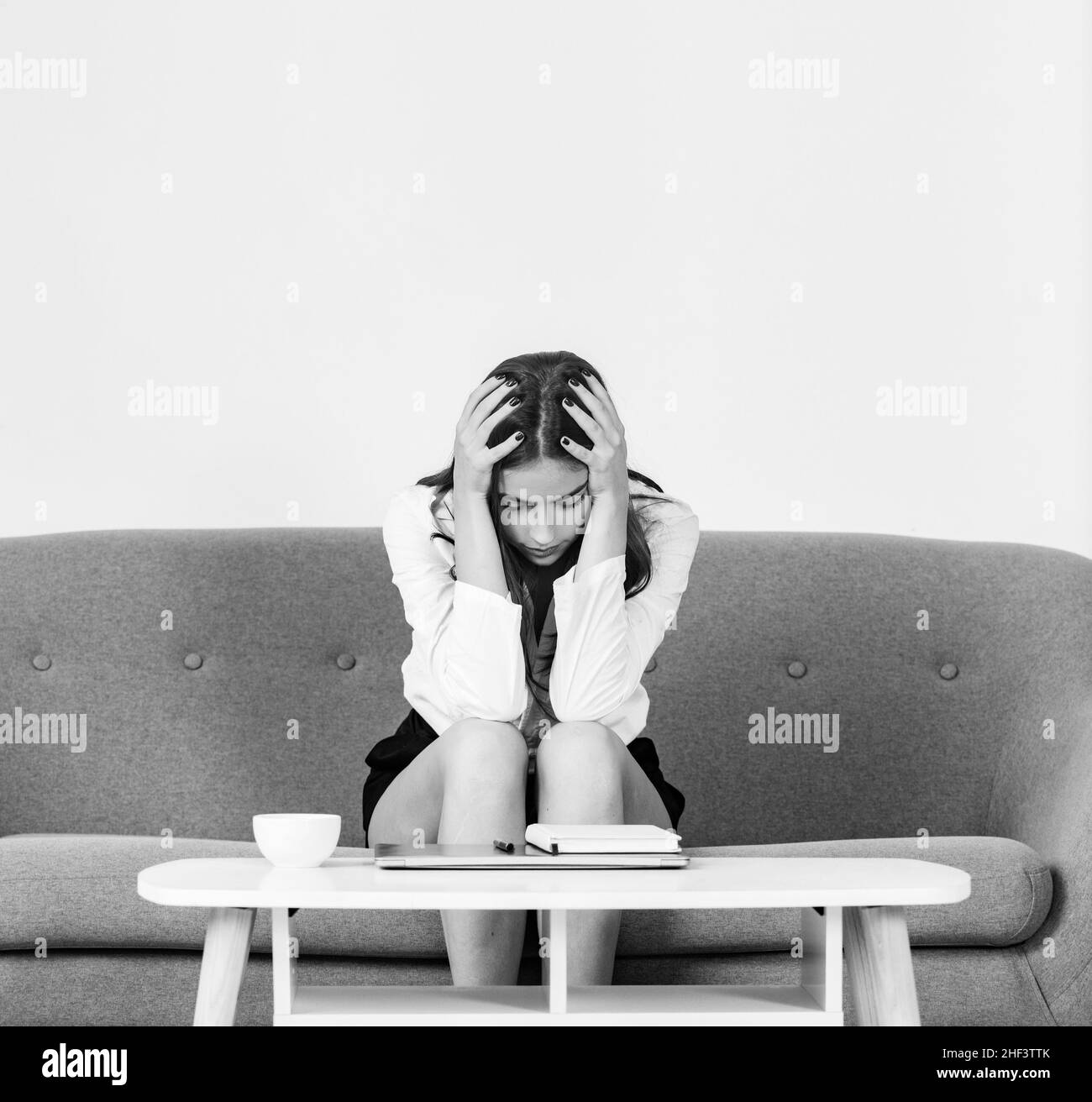 Sadness depressed businesswoman, frustration secretary girl, stressed ...