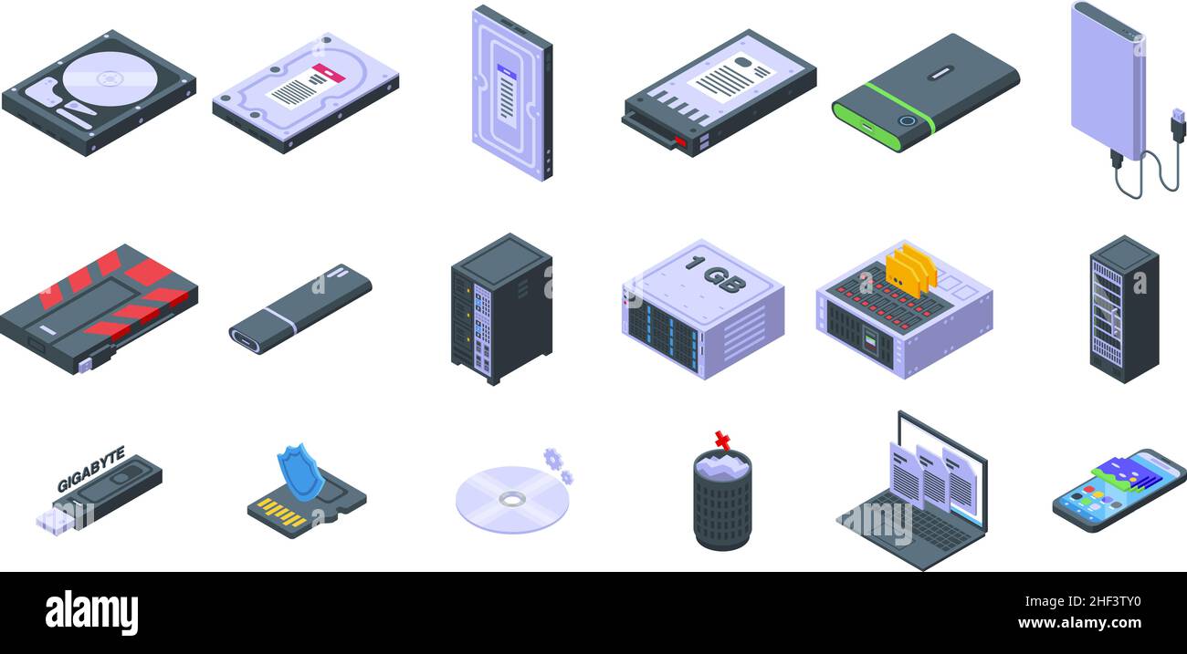 Gigabyte icons set isometric vector. Big data. Cyber fisk Stock Vector ...