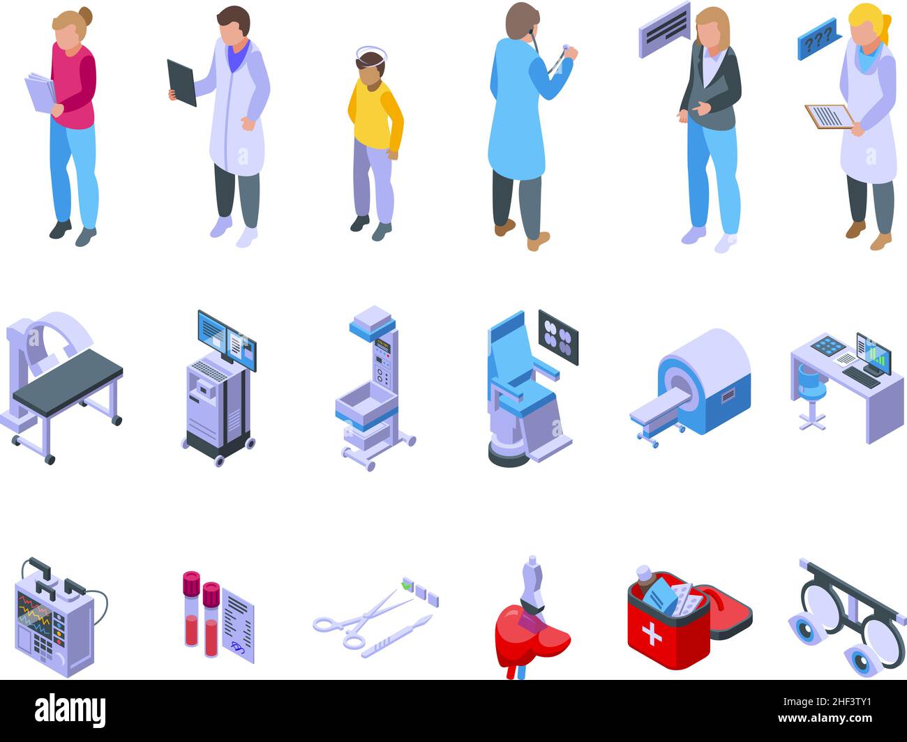 Medical examination icons set isometric vector. Health check. Medical ...