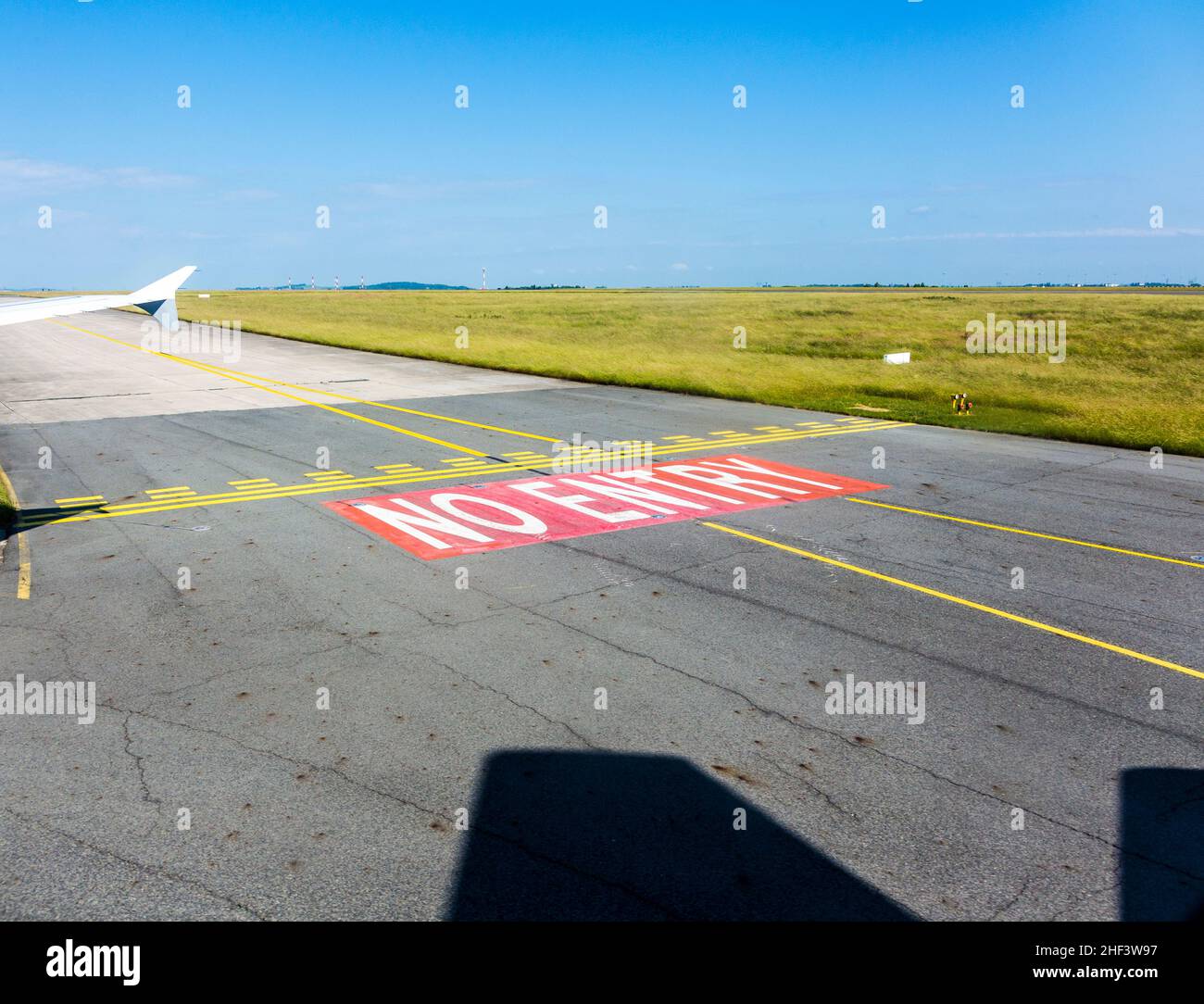 no entry sign at the runway at Charles de Gaulle Stock Photo - Alamy