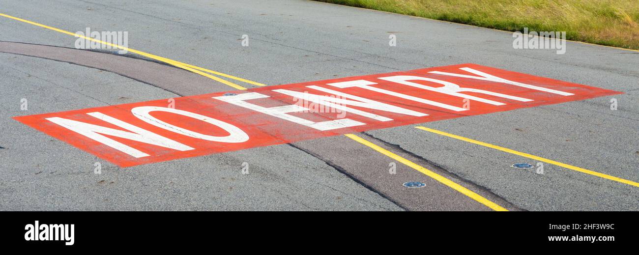 no entry sign at the runway at Charles de Gaulle Stock Photo - Alamy