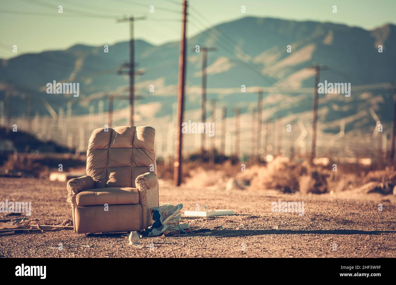 Old Recliner Chair and Other Trash in the Middle of California Desert ...