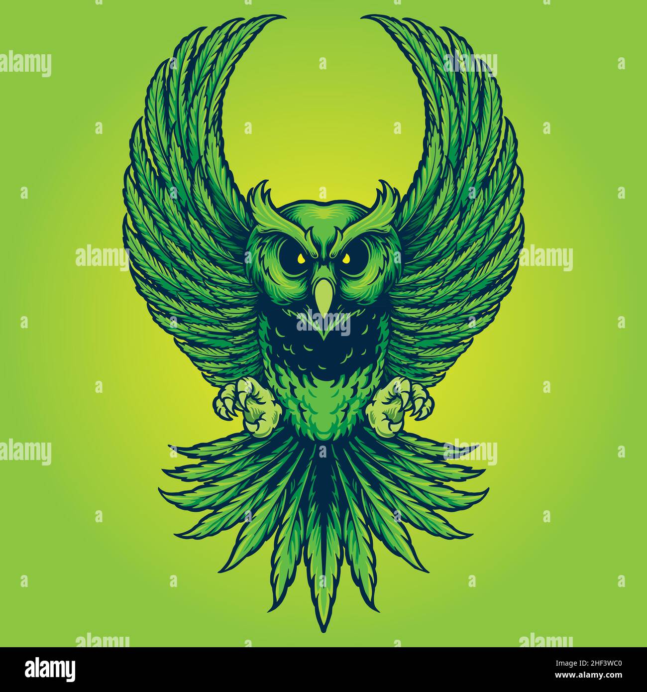 Weed Owl Leaf Cannabis Vector illustrations for your work Logo, mascot ...