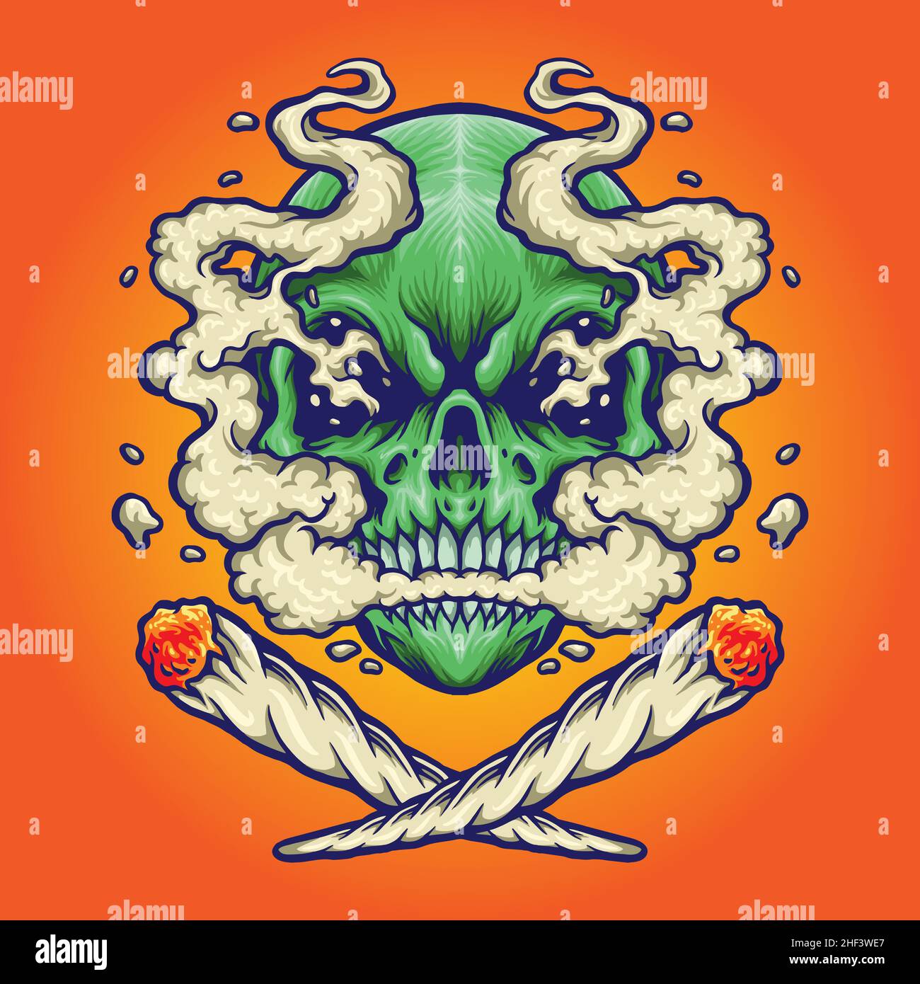 Skull Smoking a Marijuana Vector illustrations for your work Logo ...
