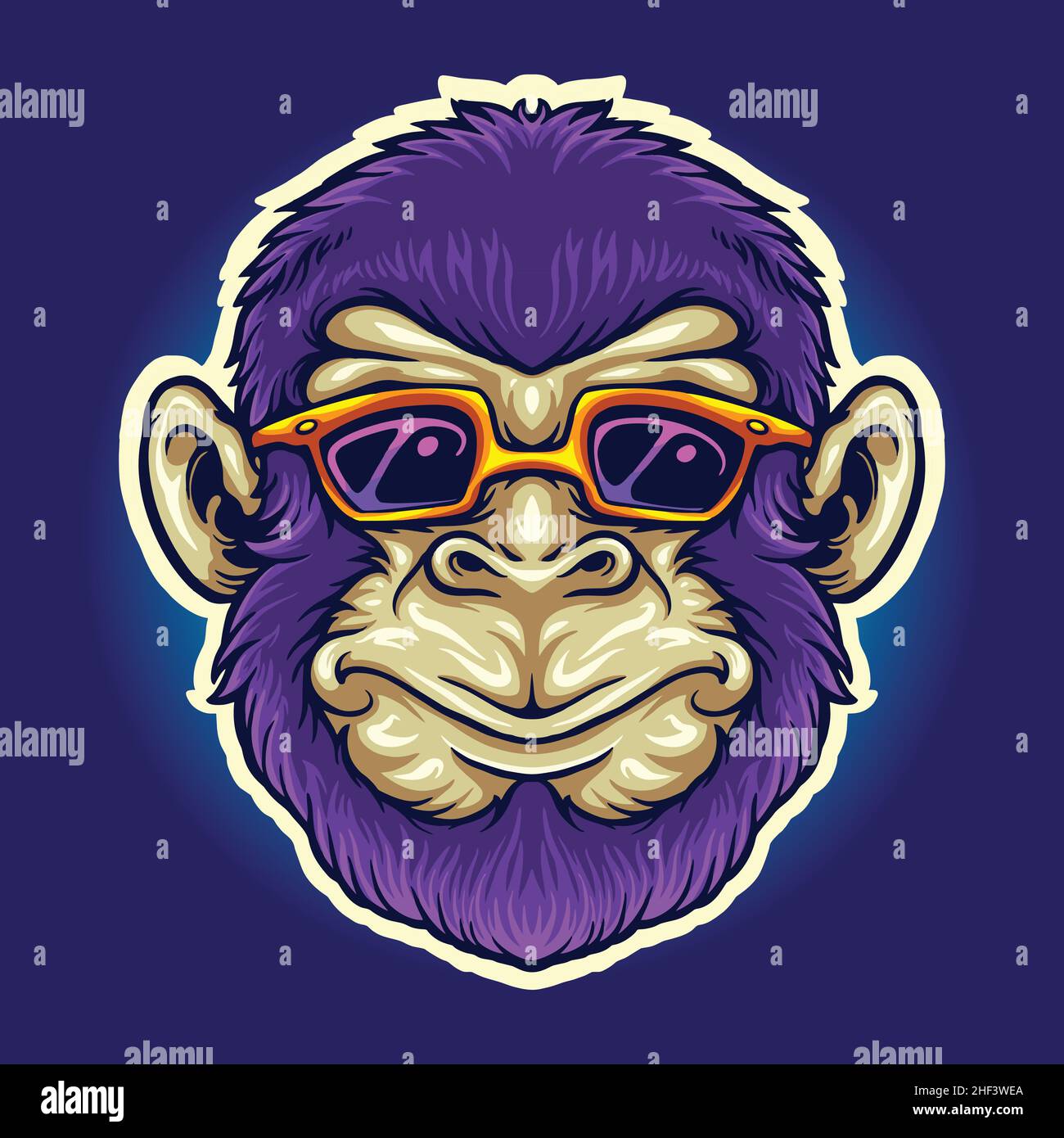 Cool Head Monkey Thinking Vector illustrations for your work Logo ...