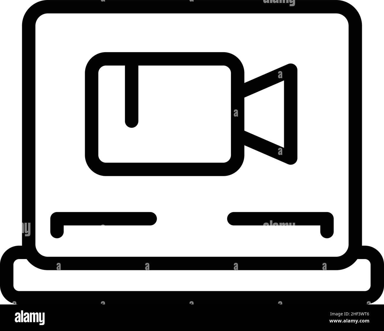 Online video player icon outline vector. Computer learning. Training ...