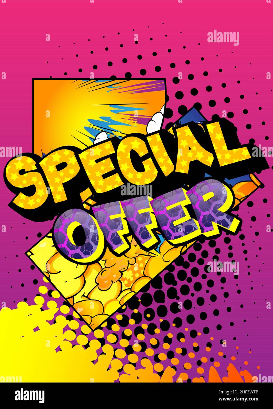 Special Offer text. Comic book word on abstract background. Retro pop ...