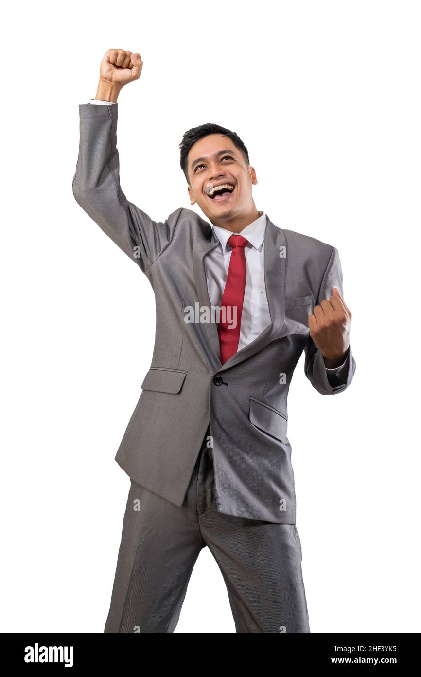 Excited business man raise hands hi-res stock photography and images ...