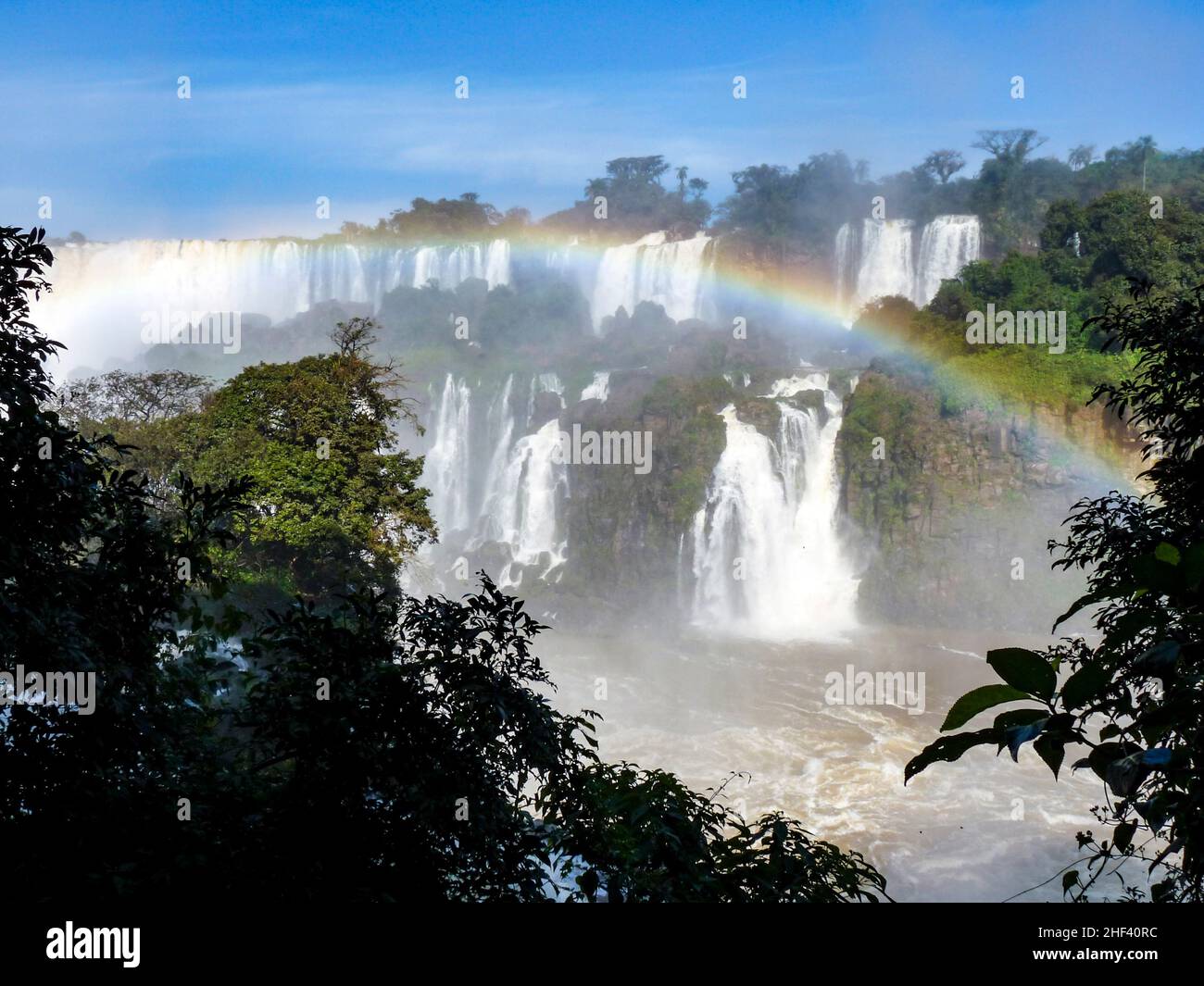 famous Iguazu waterfalls at Border of Brazil and Argentina Stock Photo ...