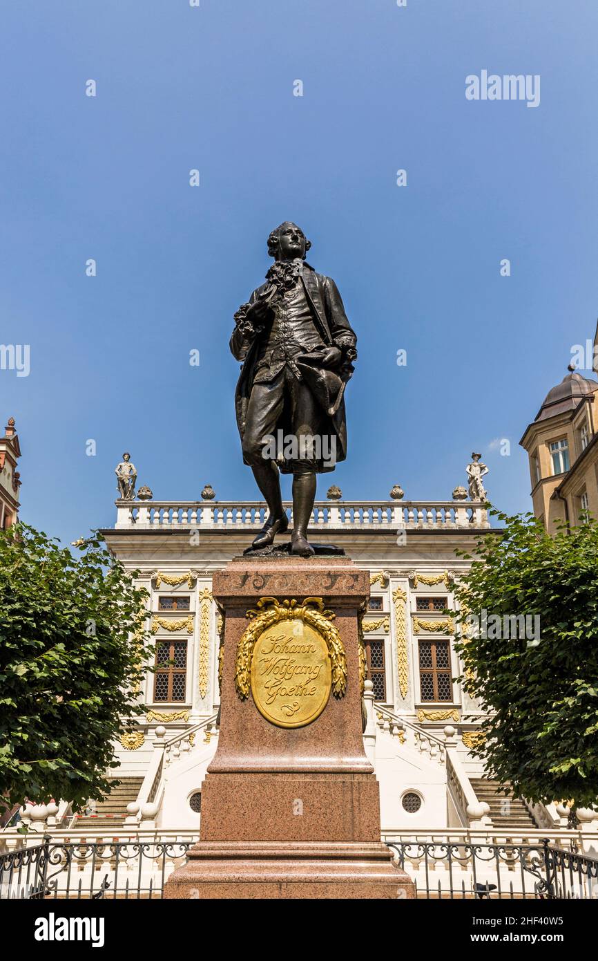 Statue of Johann Wolfgang Goethe at the Naschmarkt in Leipzig, Germany ...