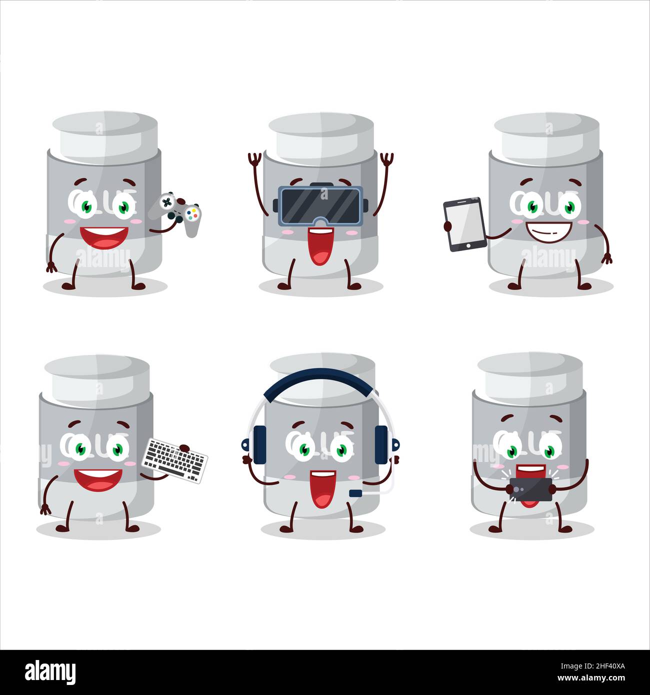 Glue stick cartoon character are playing games with various cute ...