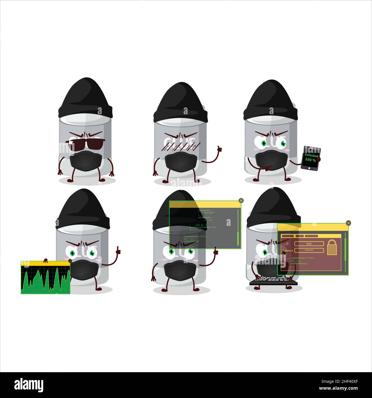 A Hacker glue stick character mascot with. Vector illustration Stock ...