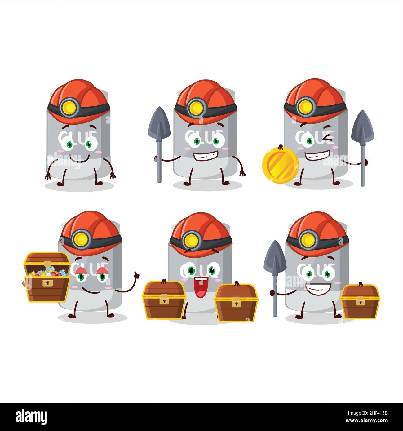 miners glue stick cute mascot character wearing helmet. Vector ...
