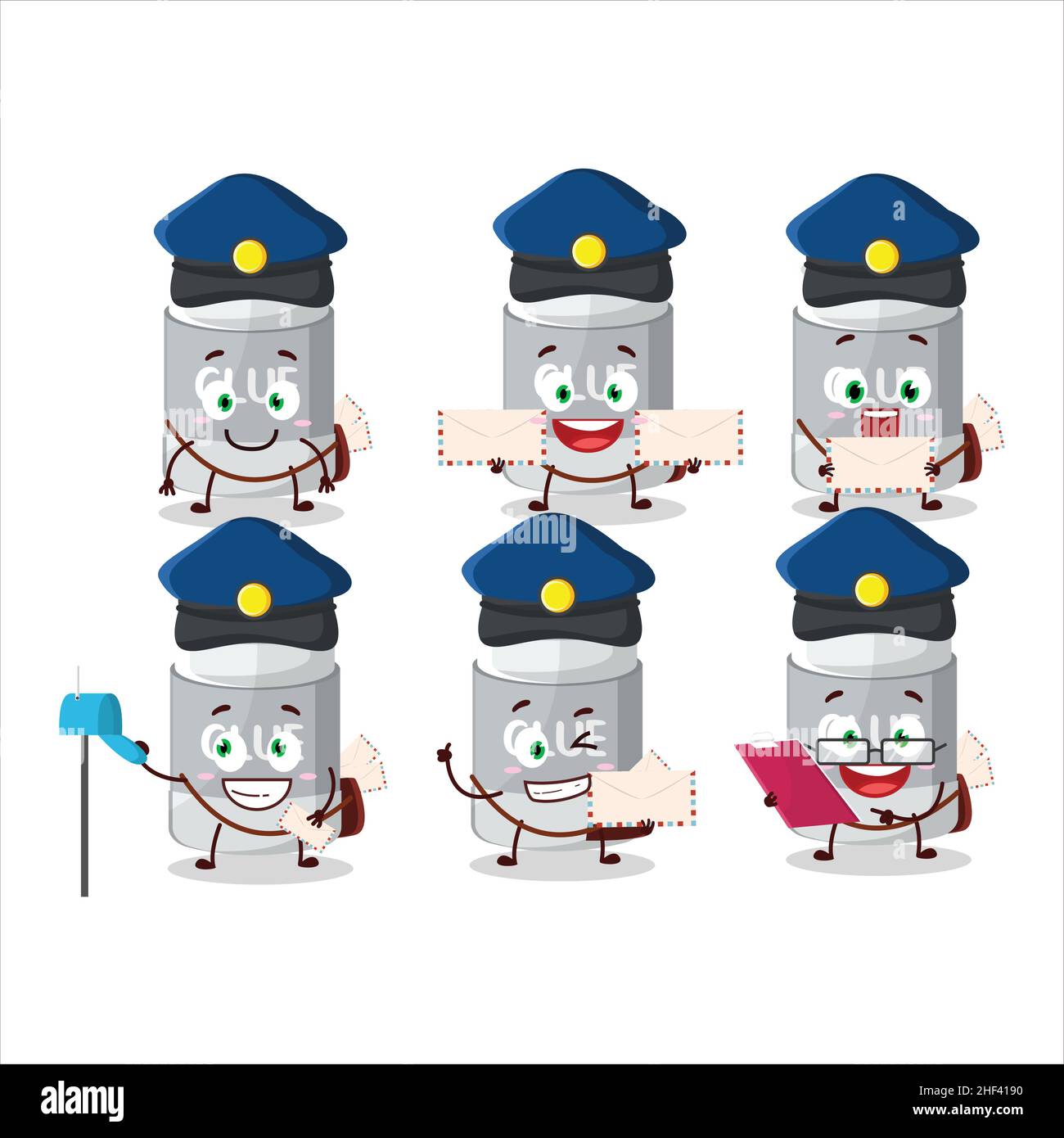 A picture of cheerful glue stick postman cartoon design concept. Vector ...