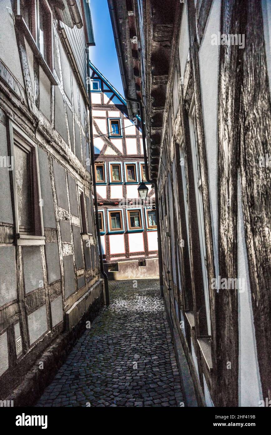 old medieval houses in Schotten, Germany Stock Photo - Alamy