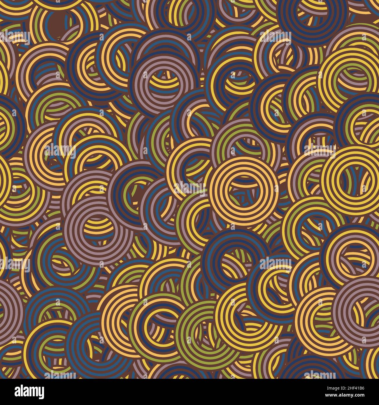Seamless concentric circle in retro colors dizzy surface pattern design ...
