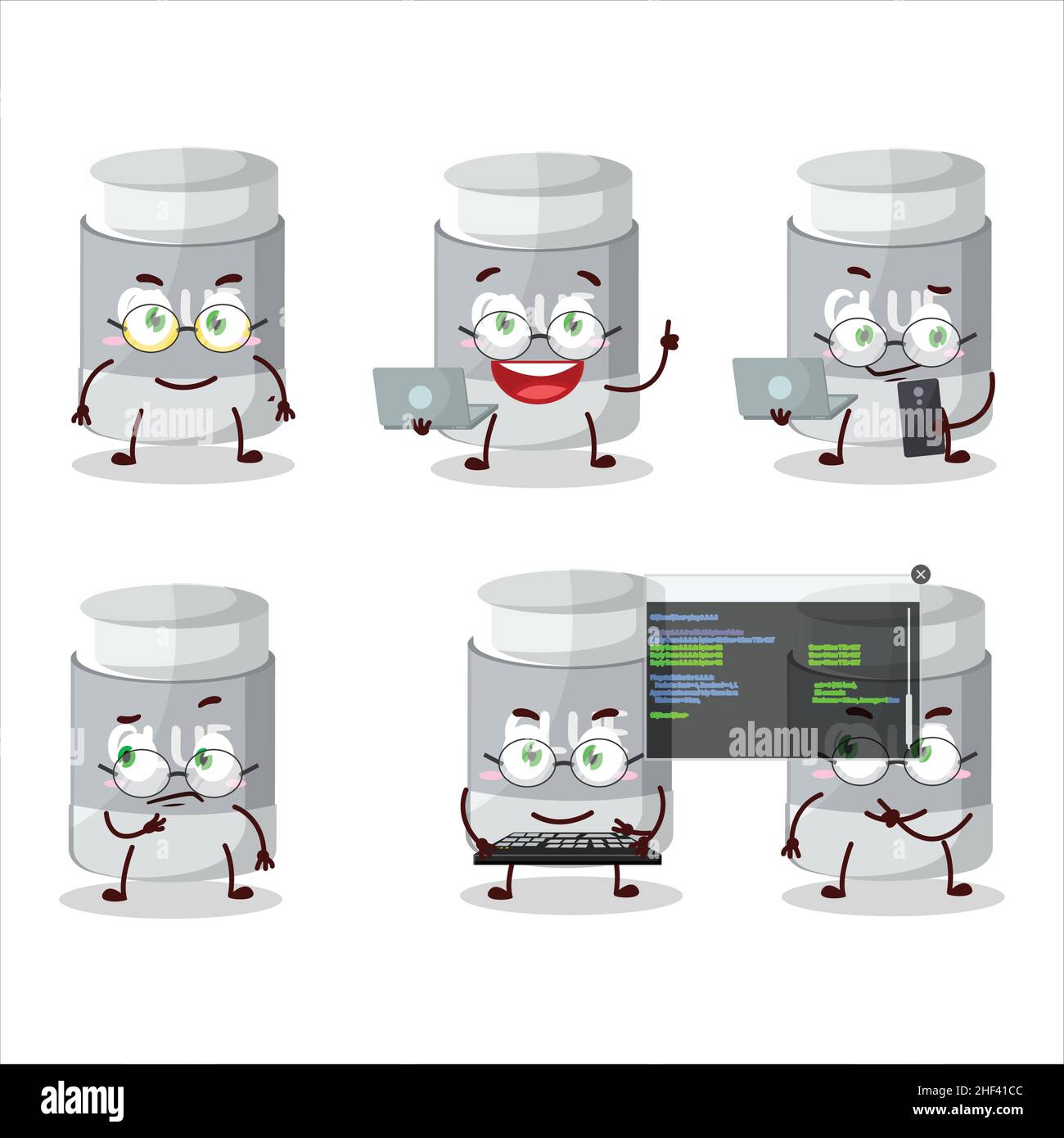 Glue stick Programmer cute cartoon character with. Vector illustration ...