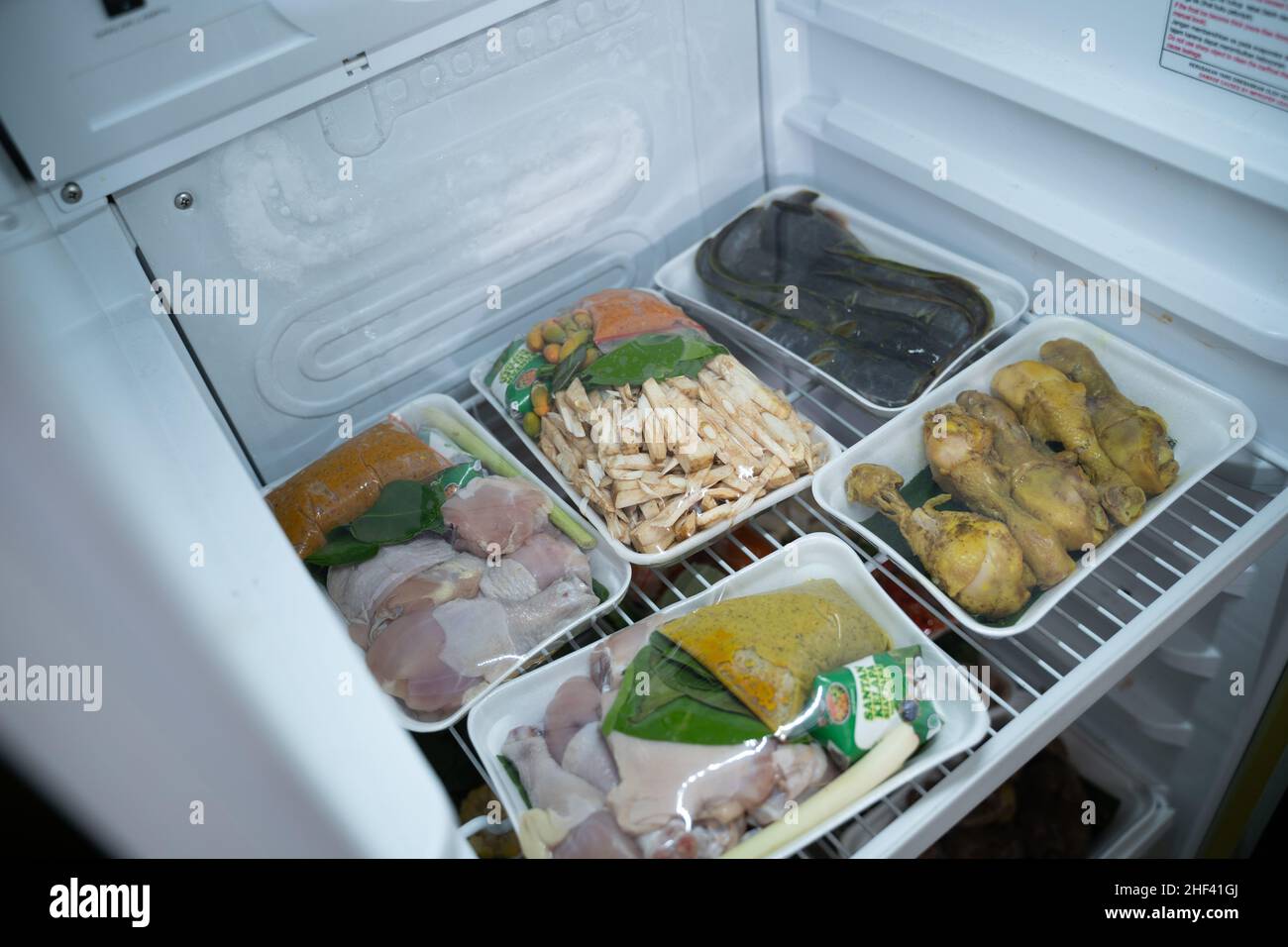 Food ingredients are wrapped in polyethylene polymer packaging Stock ...