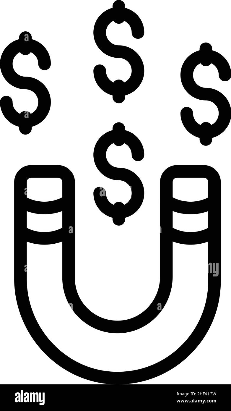 Money income magnet icon outline vector. Passive income. Business ...