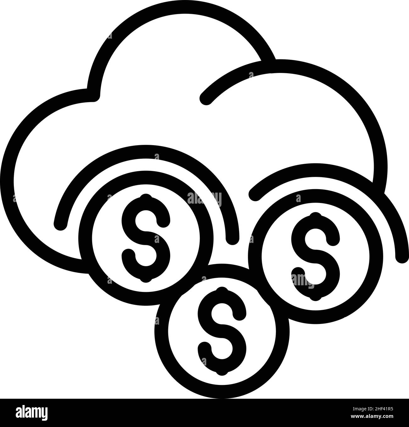 Cloud money icon outline vector. Passive income. Computer job Stock ...