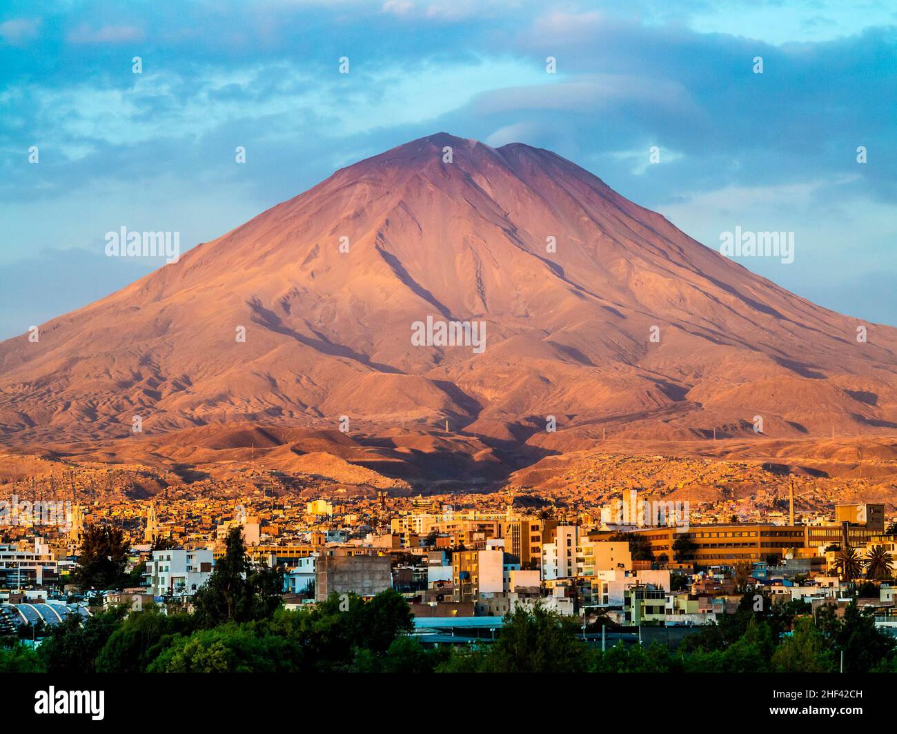 ity of Arequipa, Peru with its iconic volcano Chachani in the ...
