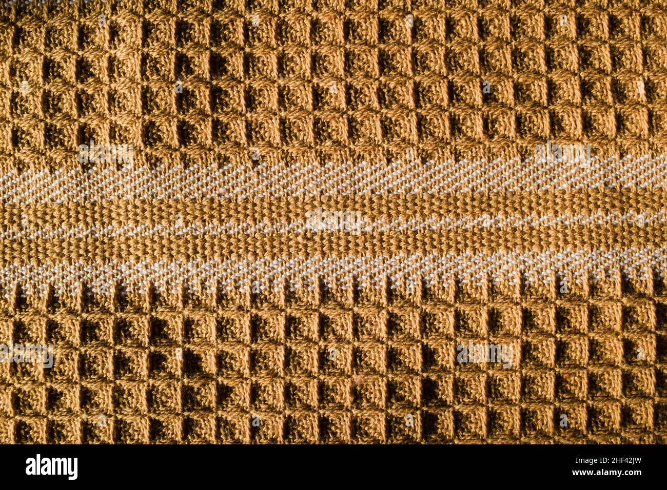 Fabric pattern background of a brown beige Waffle Towel like embossed ...