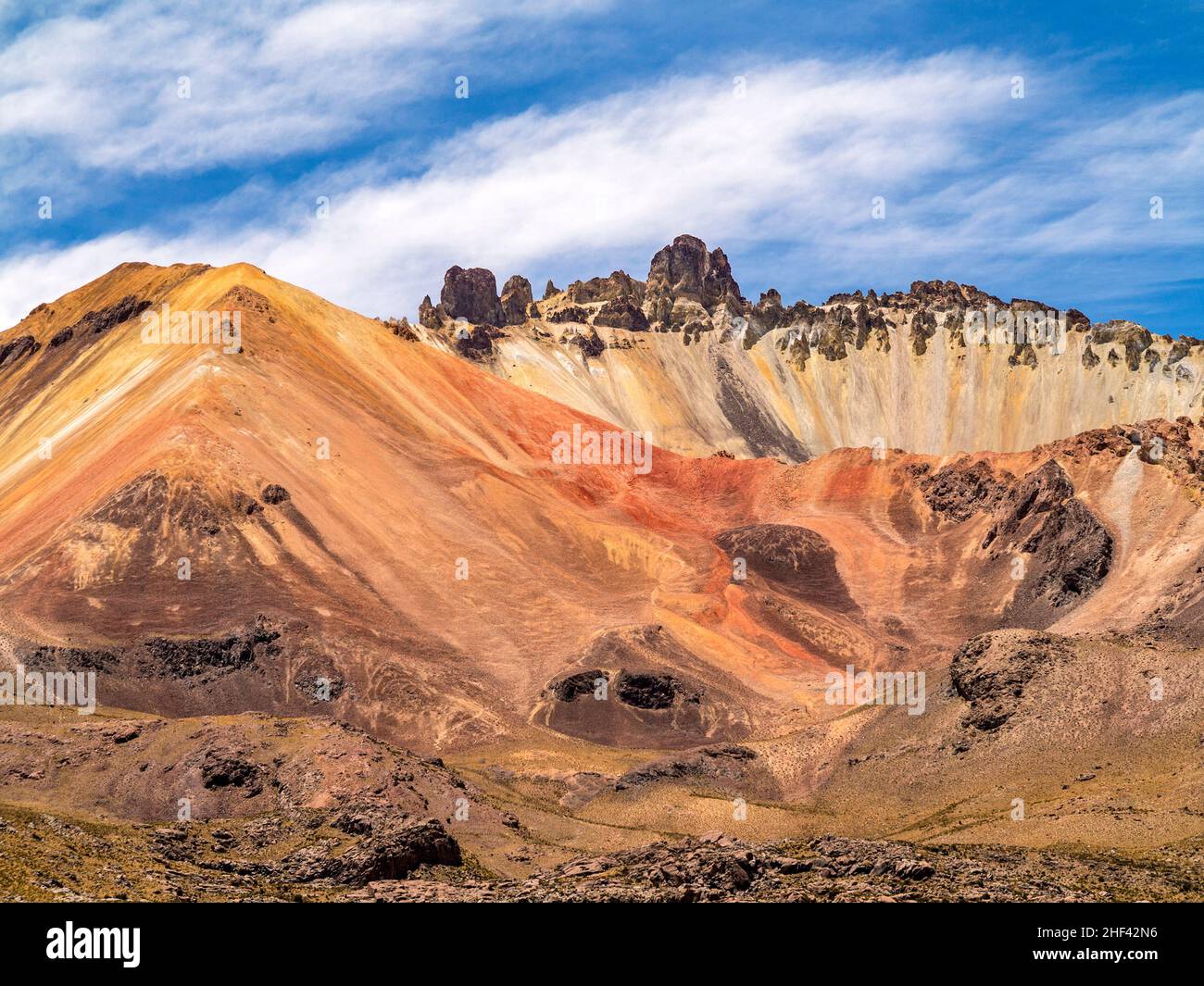 beautiful colorful crater of Volcano Tunupa in Bolivia Stock Photo - Alamy