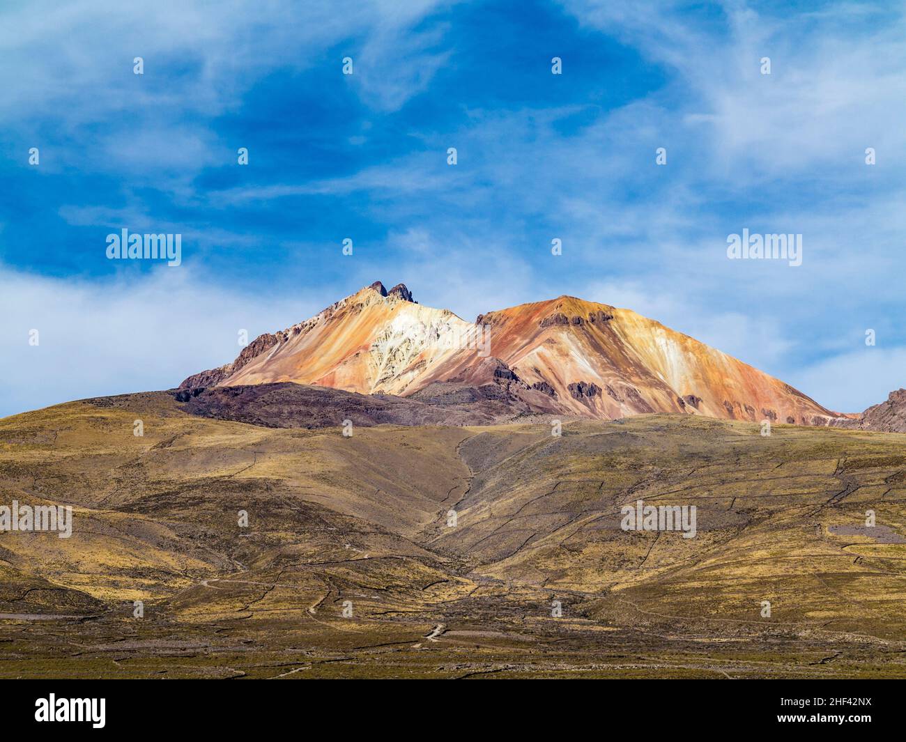 beautiful colorful crater of Volcano Tunupa in Bolivia Stock Photo - Alamy