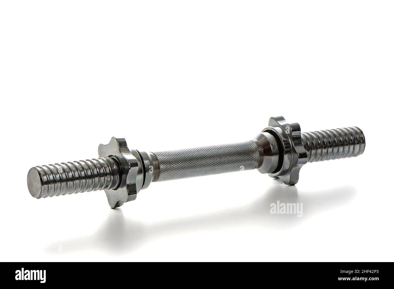 metal neck for dumbbells in disassembled form on a white isolated ...