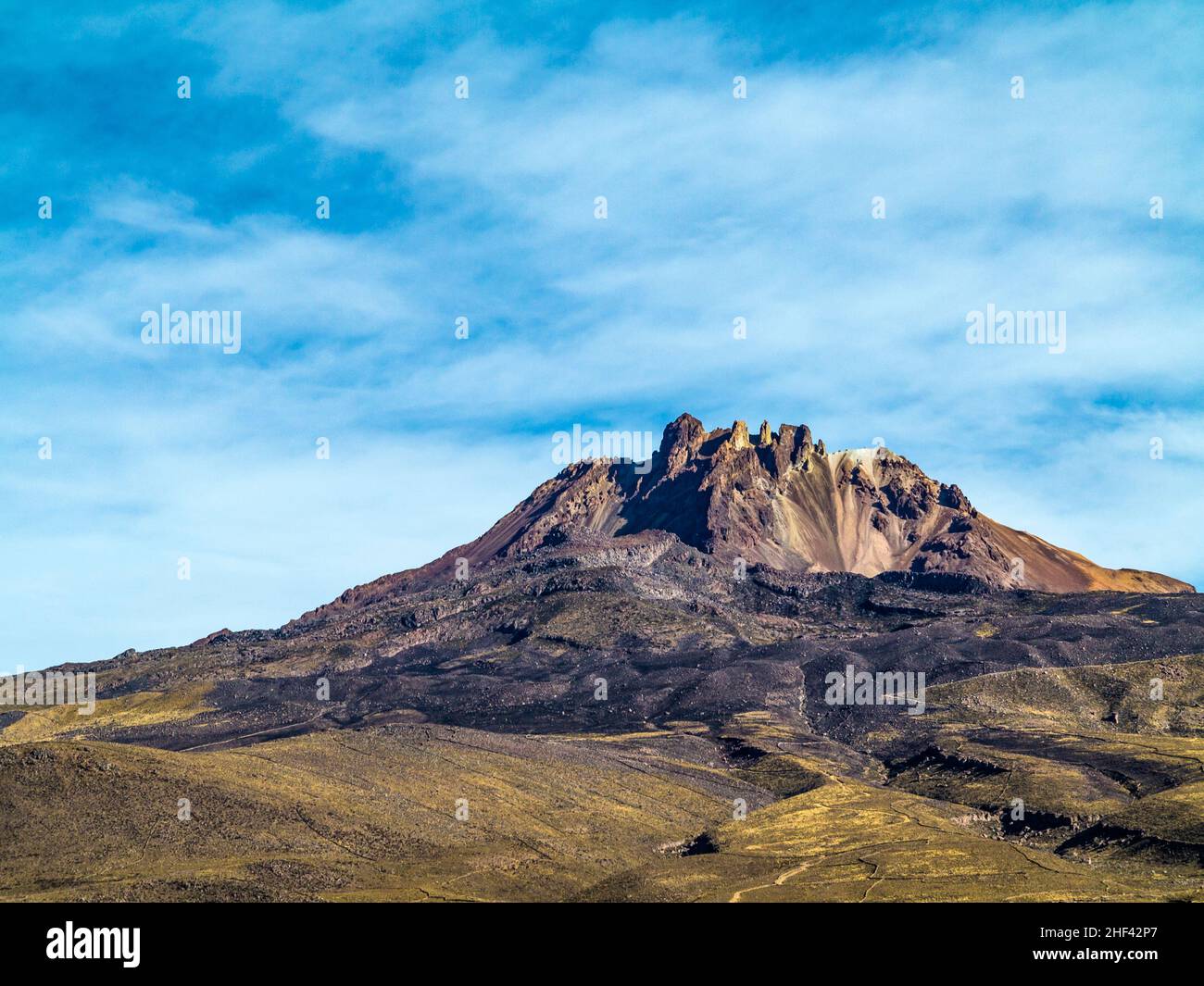 beautiful colorful crater of Volcano Tunupa in Bolivia Stock Photo - Alamy