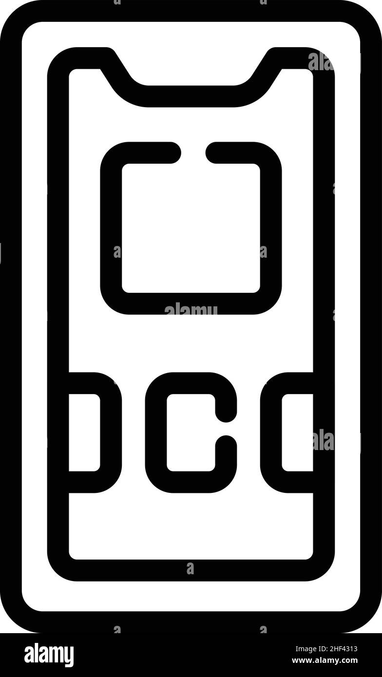 Online phone app icon outline vector. Screen element. Media ui Stock ...