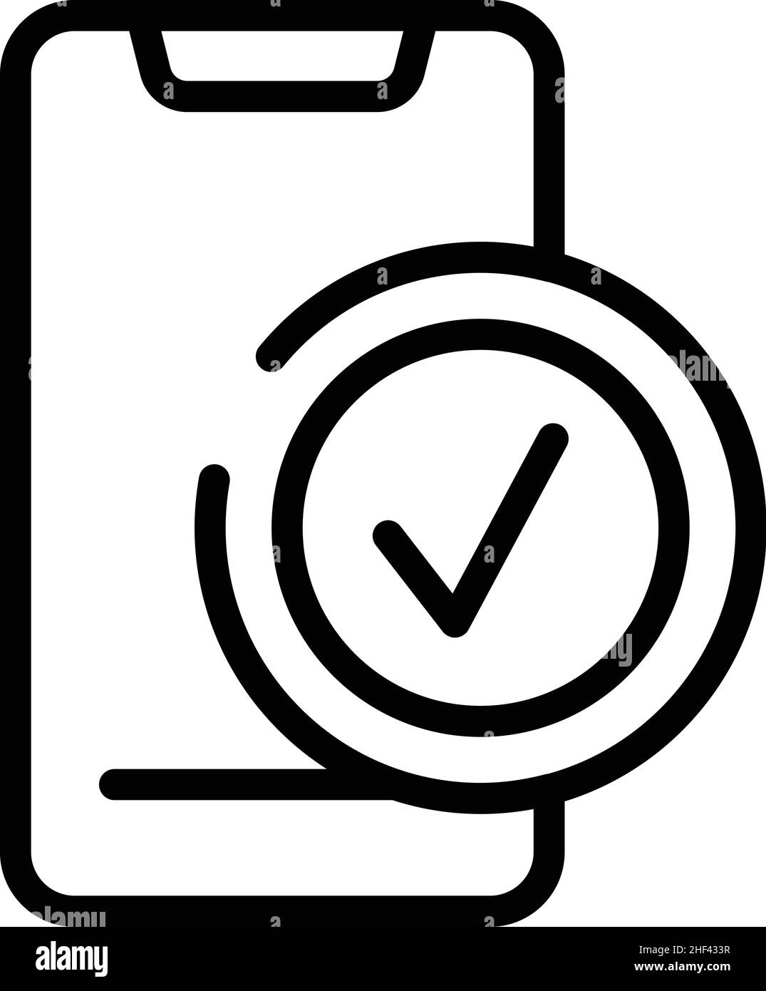 Approved phone app icon outline vector. Screen element. Smart web Stock ...