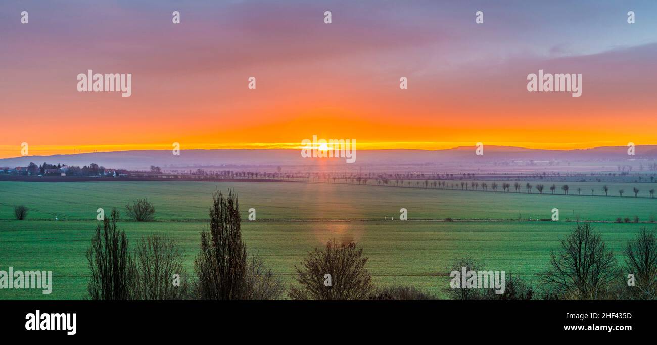 skyline of rural area in Thuringia, Bad Frankenhausen,Kyffhaeuser ...