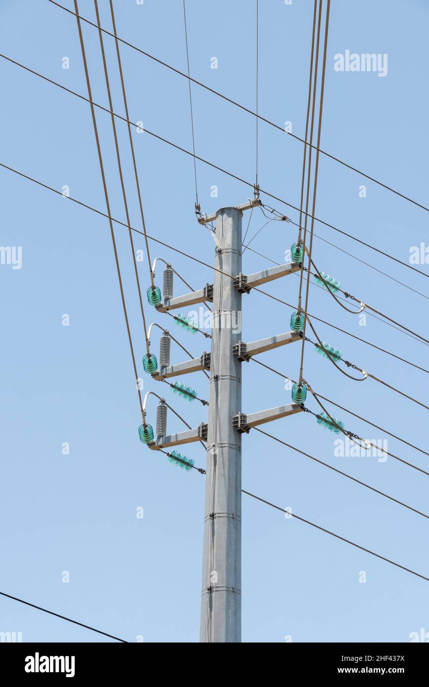 Modern power pole at Port of Hay Point coal facility, near Mackay ...