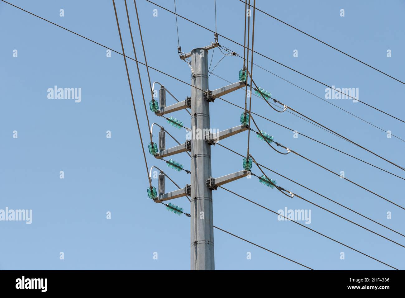 Modern power pole at Port of Hay Point coal facility, near Mackay ...
