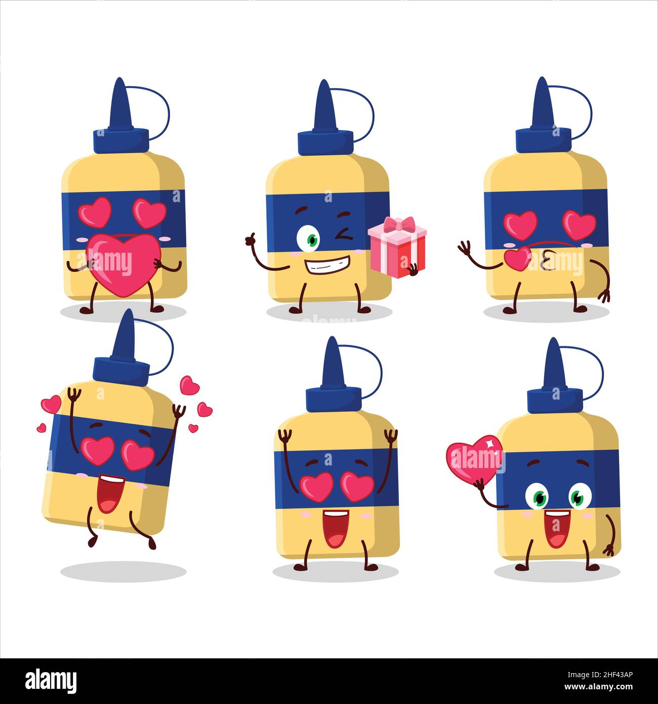 Paper glue cartoon character with love cute emoticon. Vector ...