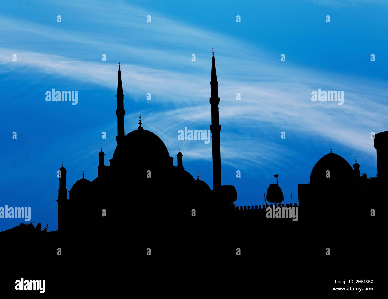 Saladin Citadel in Cairo in dark shadow with blue sky Stock Photo - Alamy