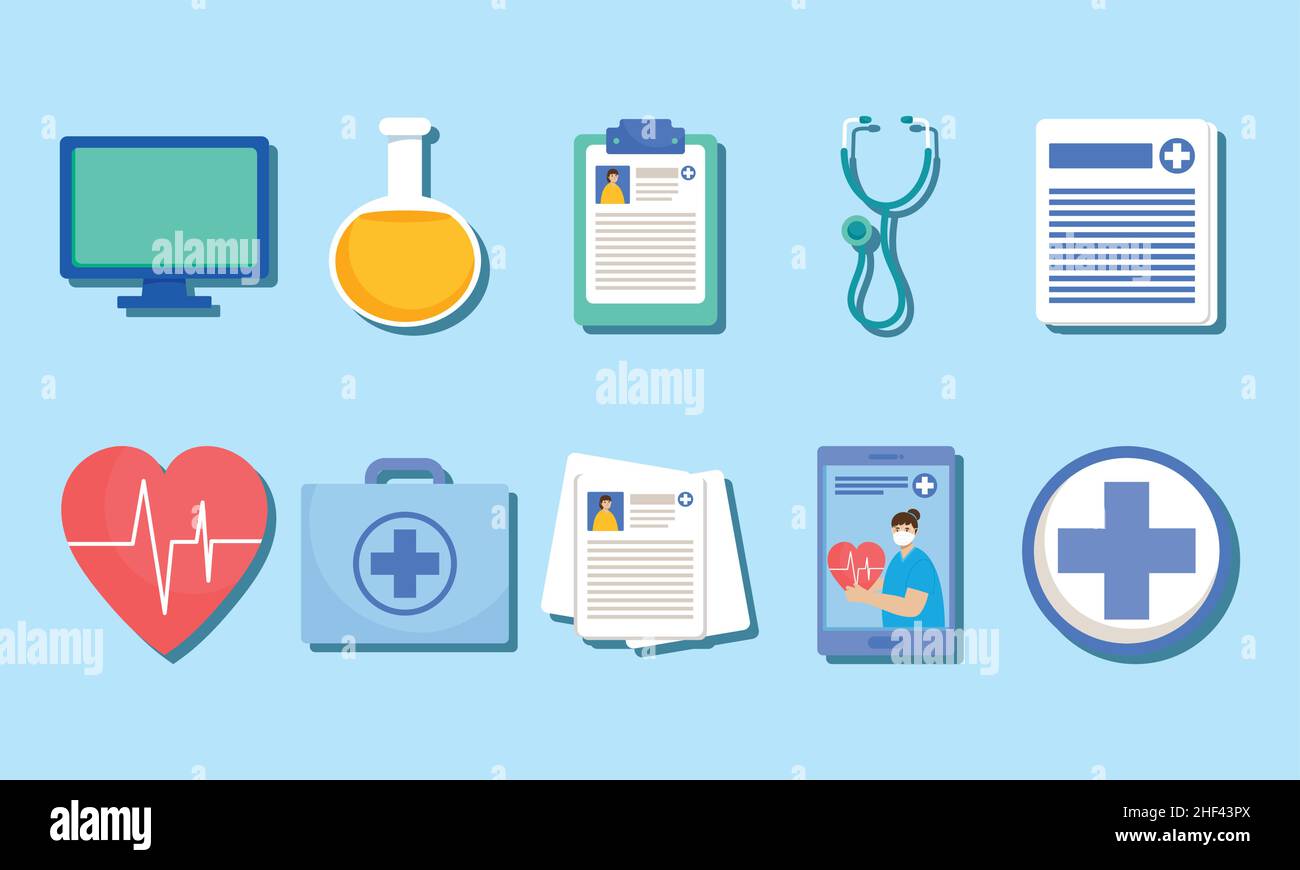 medical care icon set design Stock Vector Image & Art - Alamy