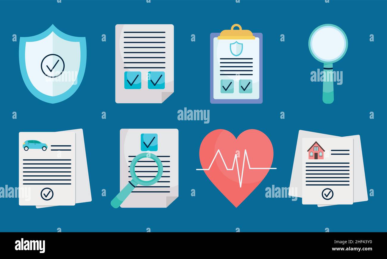 insurance policies icon collection design Stock Vector Image & Art - Alamy