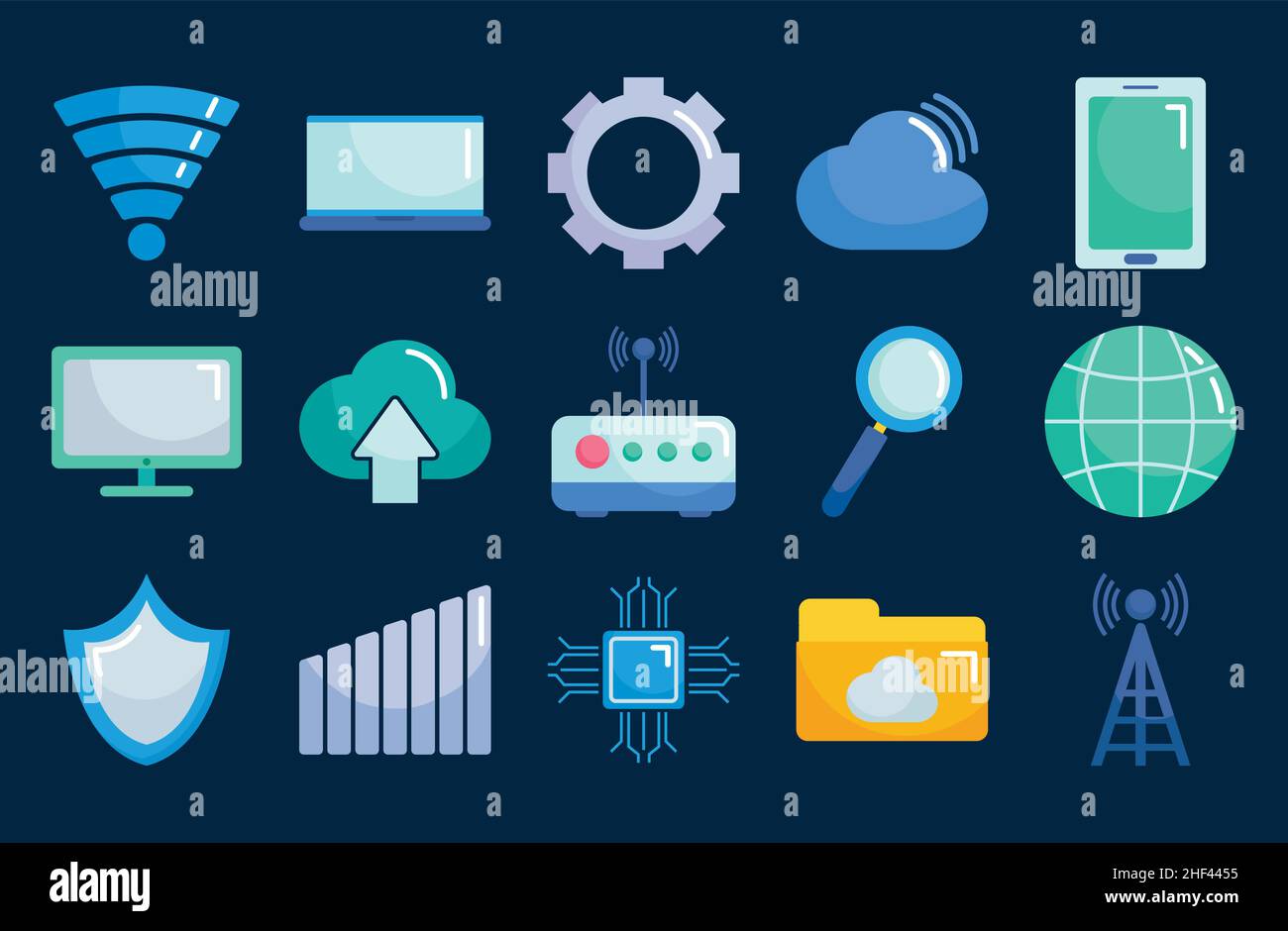network and technology icon set Stock Vector Image & Art - Alamy