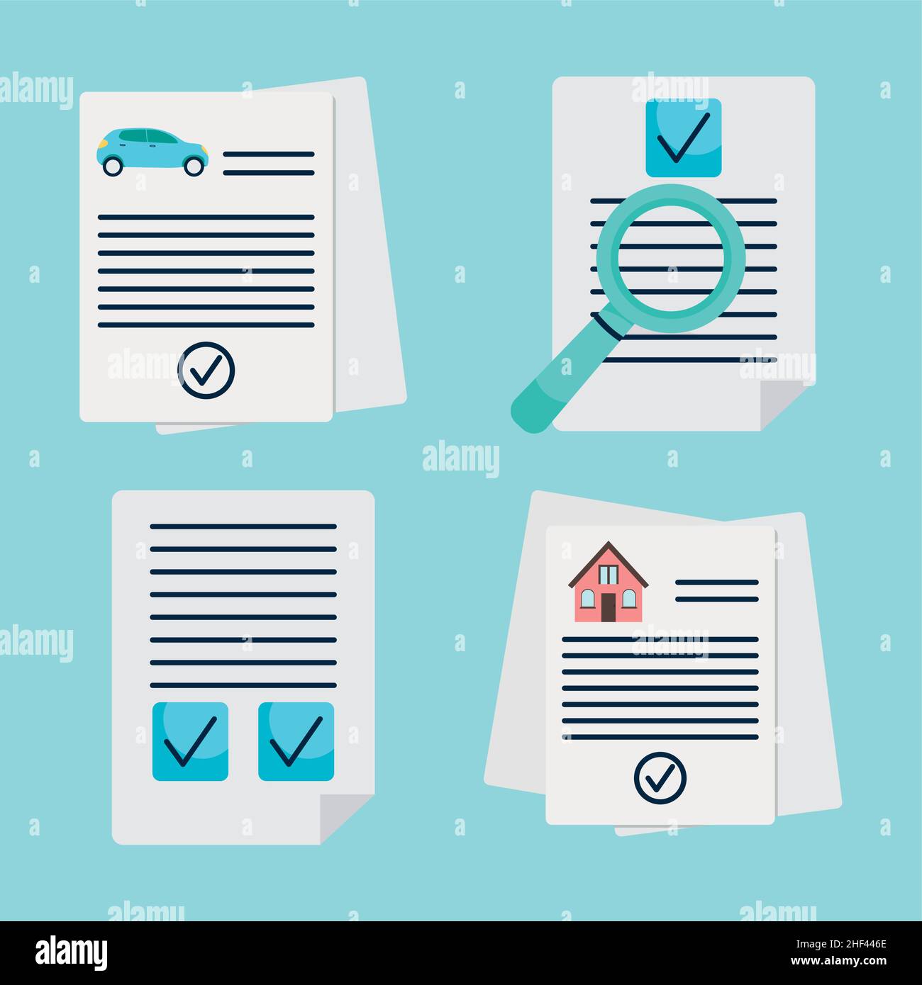 insurance policies documents icon set Stock Vector Image & Art - Alamy