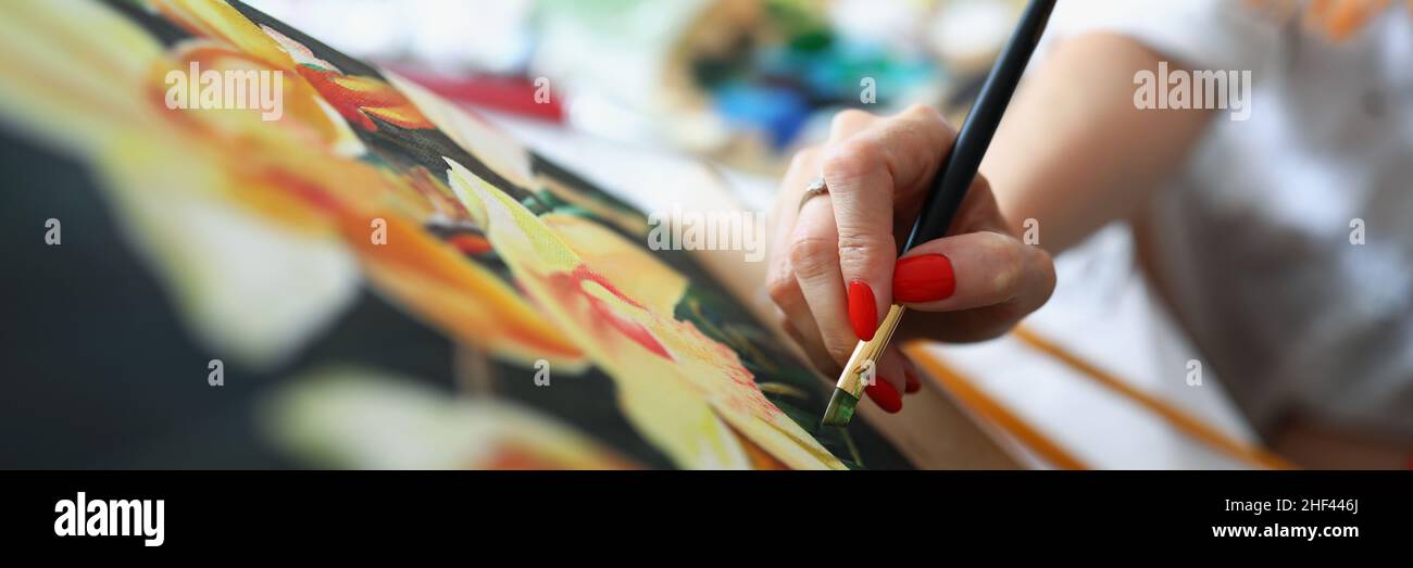 Concentrated female at work Stock Photo - Alamy