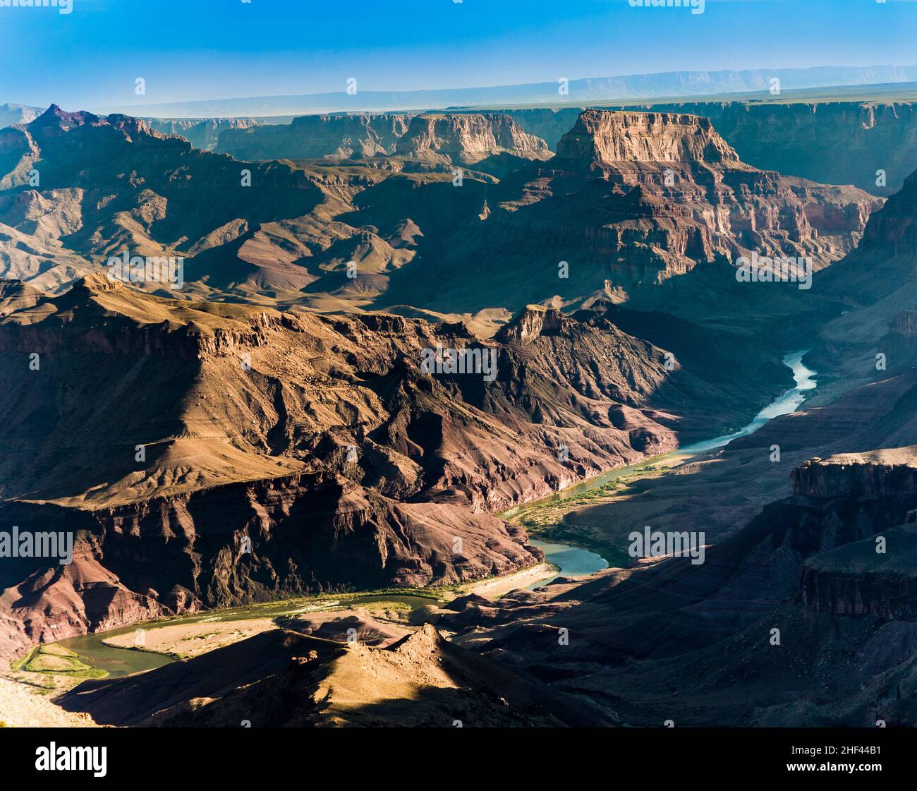 Grand Canyon with view to River Colorado in morning light Stock Photo ...