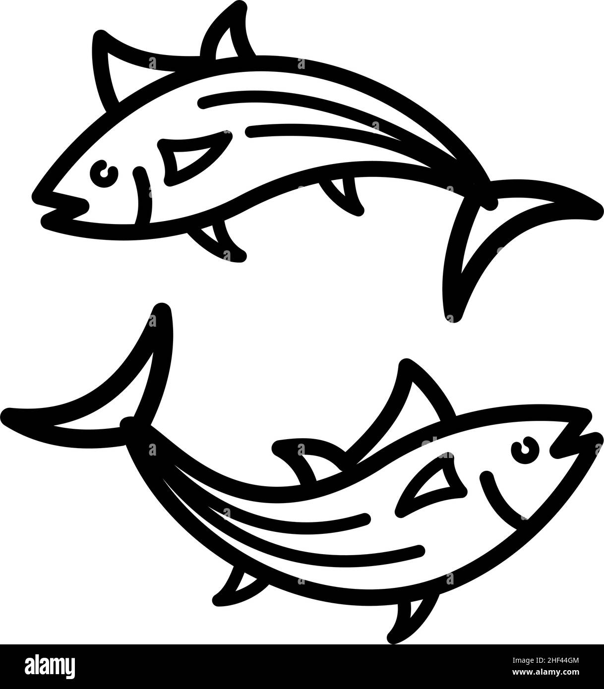 Skipjack tuna line icon vector. Tuna fish sign in trendy style ...