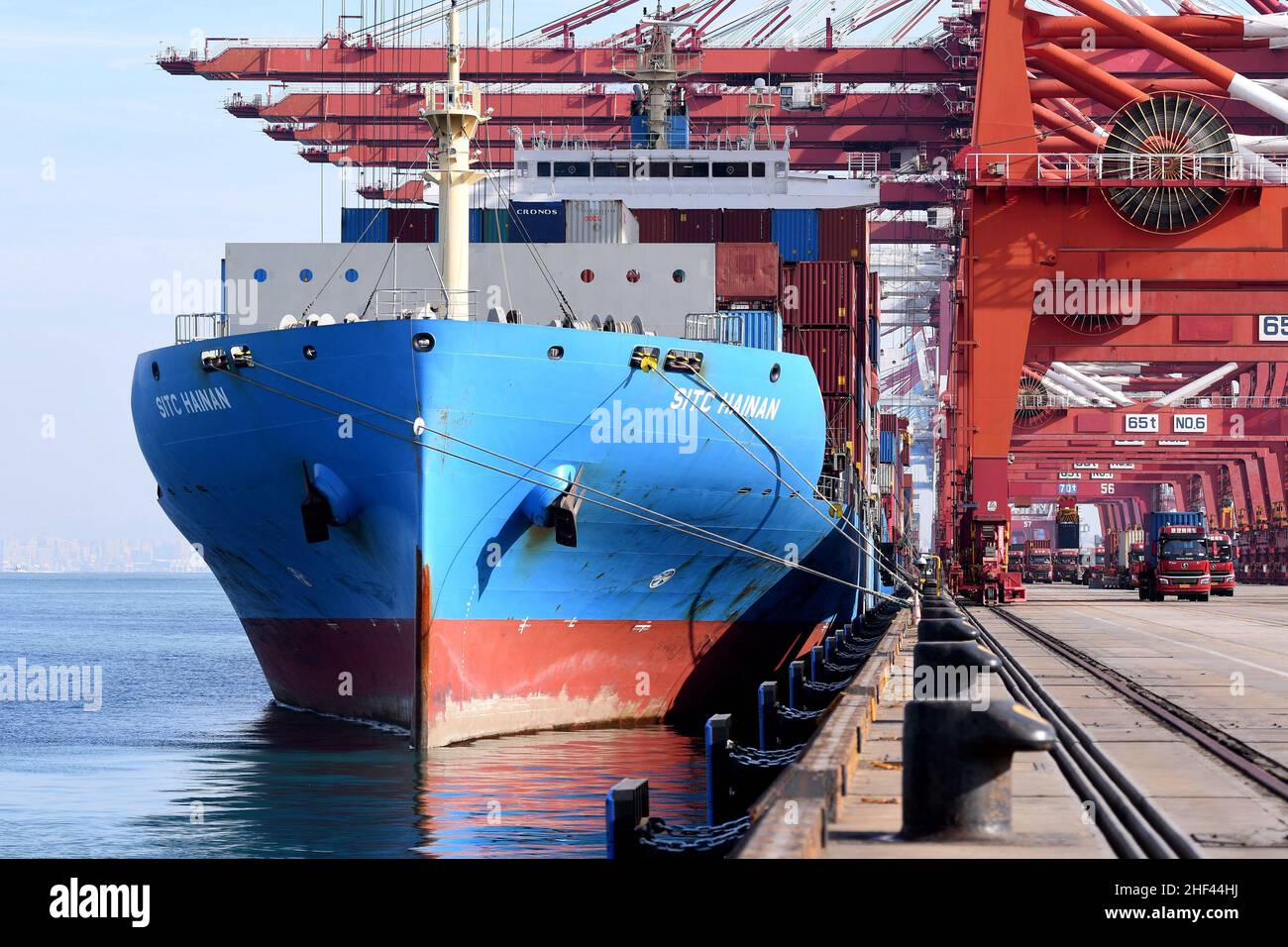 Qingdao port foreign trade container terminal hi-res stock photography ...