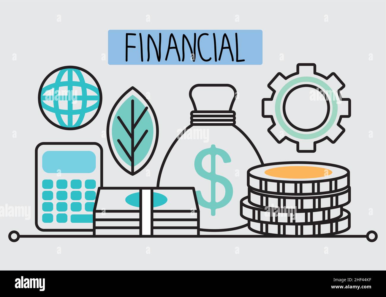 financial illustration with business and money icons Stock Vector Image ...