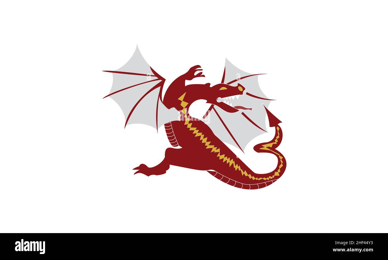 red dragon illustration with white wings and pointed tail Stock Vector ...