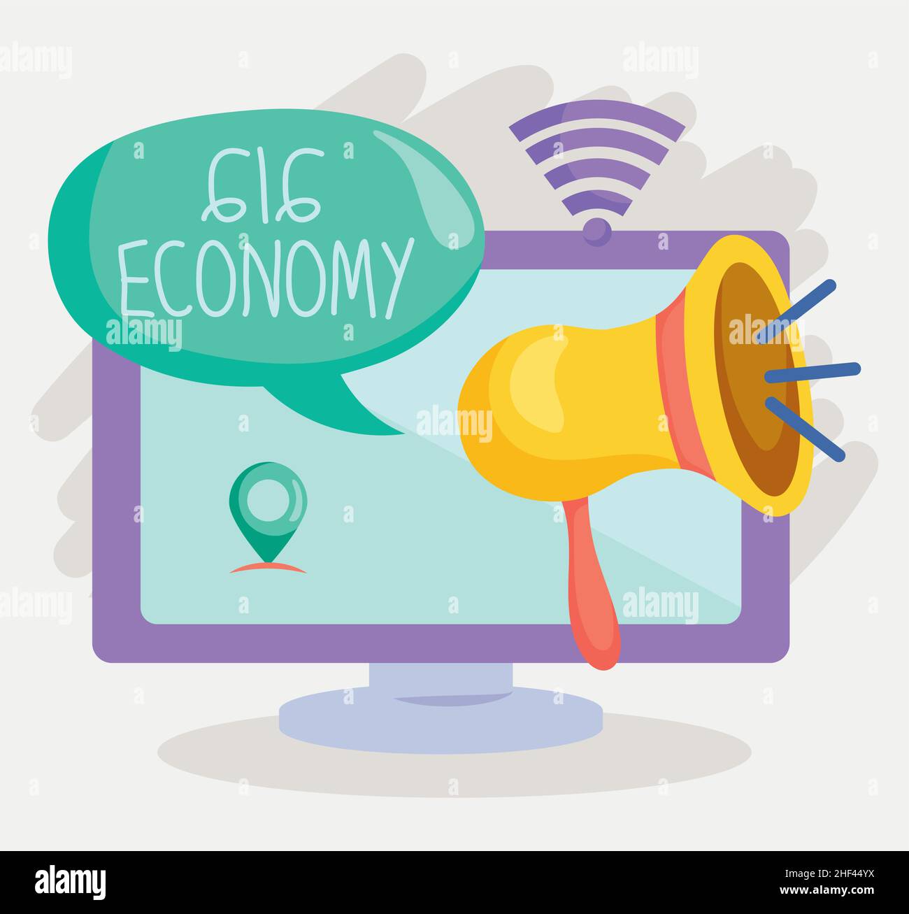 gig economy design with computer and megaphone Stock Vector Image & Art ...